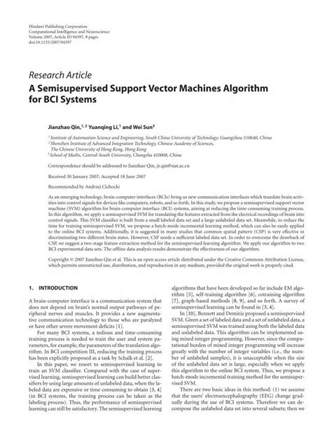 pdf a semisupervised support vector machines algorithm for bci dokumen tips