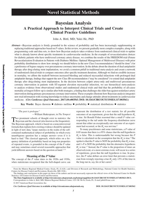 pdf bayesian analysis a practical approach to interpret clinical trials and create clinical