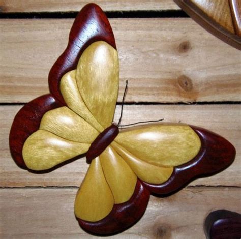Intarsia Butterfly Cedar Wall Plaque Intarsia Wood Wood Carving