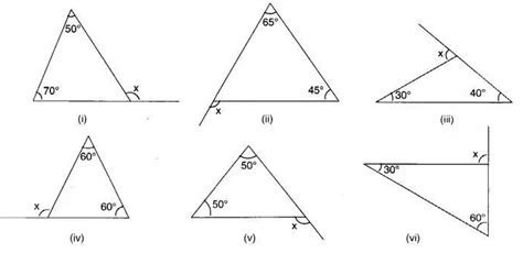 find the value of the unknown exterior angle x in the following diagrams cbse class 7 maths