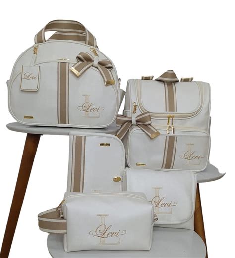 Kit de Bolsas Maternidade no Linho Bebê Luxo Completo Elo7