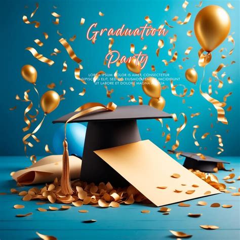 Un Cartel De La Fiesta De Graduaci N Con Una Gorra De Graduaci N Y