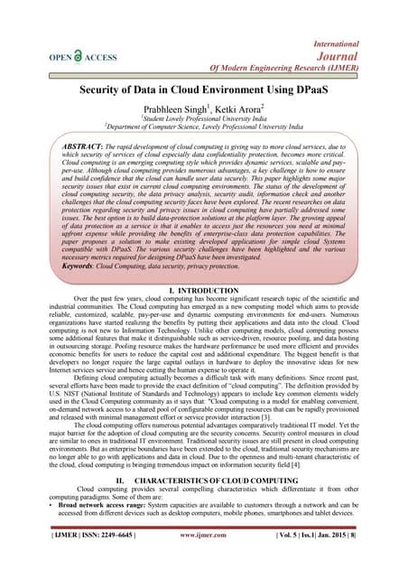 security of data in cloud environment using dpaas pdf