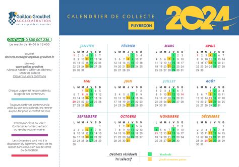 Calendrier de collecte des déchets ménagers et du tri sélectif Mairie