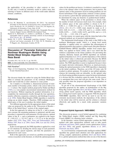 pdf closure to “parameter estimation of nonlinear muskingum models using nelder mead simplex