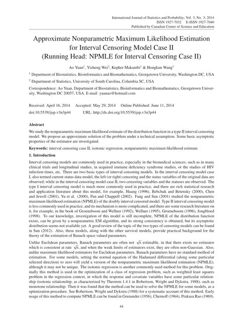 pdf approximate nonparametric maximum likelihood estimation for interval censoring model case