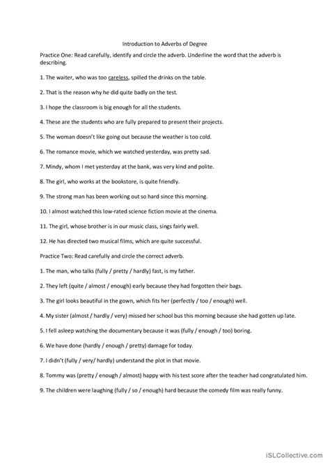 Introduction To Adverbs Of Degree Ge Fran Ais Fle Fiches Pedagogiques