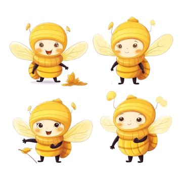Conjunto De Lindo Personaje De Abeja Celebrando La Navidad Nuevo