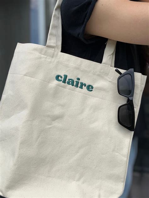 Custom Name Tote Bag Custom Embroidered Tote Bag Etsy