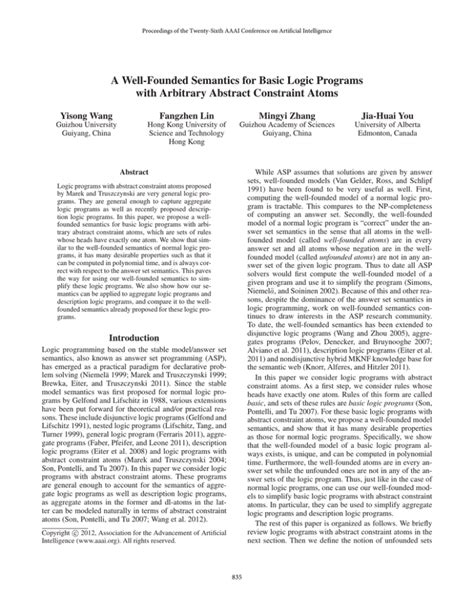 a well founded semantics for basic logic programs yisong wang fangzhen lin