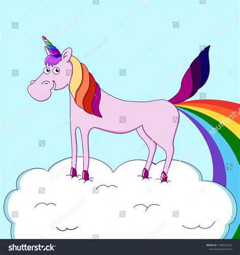 Cute Unicorn On Cloud Rainbow Stock Vector Royalty Free 1780554335