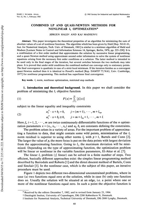 pdf combined lp and quasi newton methods for nonlinear l 1 optimization