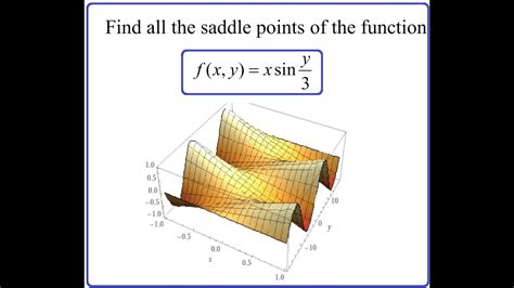 find all the saddle points of the function f xsin y 3 youtube
