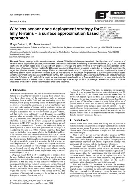wireless sensor node deployment strategy for hilly terrains a surface approximation based