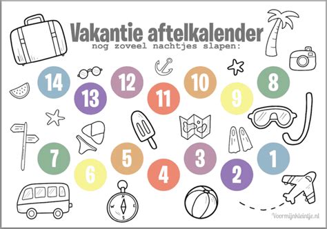 Aftelkalender Voor Vakantie Gratis Te Printen
