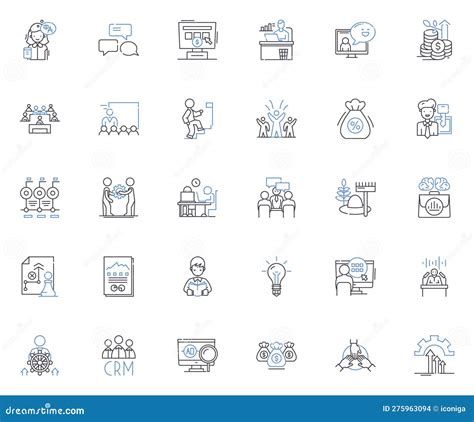 Building Growth Line Icons Collection Expansion Development Progress