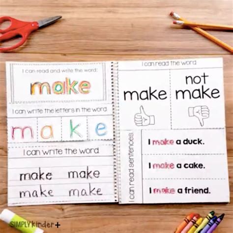 Make Sight Word Interactive Notebook Fry Dolch PrePrimer Simply