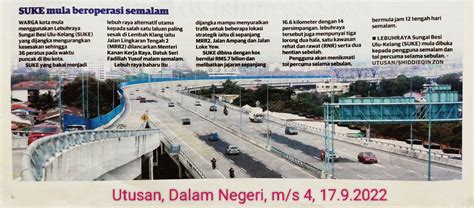 Utusan SUKE Mula Beroperasi Semalam SUKE Sungai Besi Ulu Kelang
