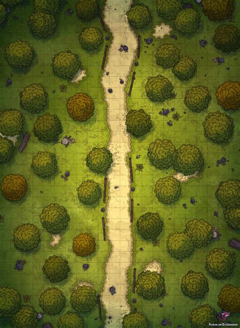 Straight Forest Road D D Map For Roll20 And Tabletop Dice Grimorium