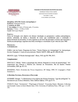 Fillable Online PROGRAMA DE P S GRADUA O EM ANTROPOLOGIA SOCIAL UFRJ