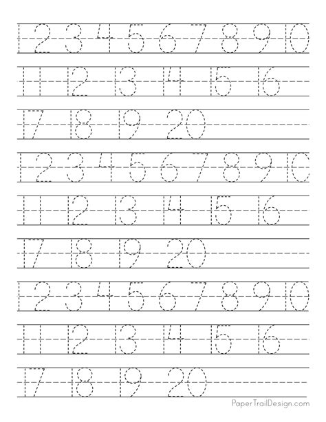 Tracing Numbers 1 20 Free Printable