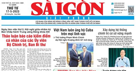 Sài Gòn Giải Phóng ngày 17 05 2023 BÁO SÀI GÒN GIẢI PHÓNG