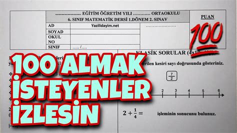 S N F Matematik D Nem Yaz L Youtube