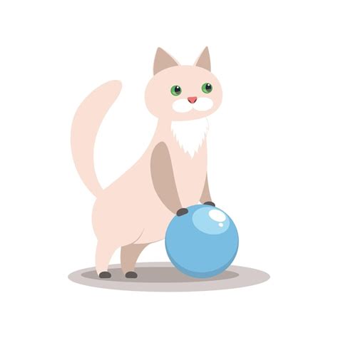 Ilustración vectorial un gato jugando con una pelota Vector Premium