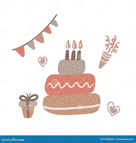 Torta Di Compleanno Cupcake Per Feste Con Candele E Inviti Colorati E