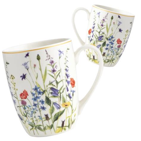 ŚLICZNY STYLOWY KUBEK W KWIATY FOLKLOR DUŻY 400 ml PORZĄDNA PORCELANA