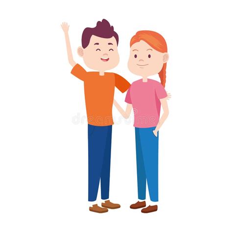 Pareja Adolescente Mensajes De Texto Entre Sí Vector De Dibujos