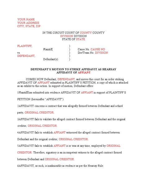 PDF Defendant S Motion To Strike Affidavit DOKUMEN TIPS