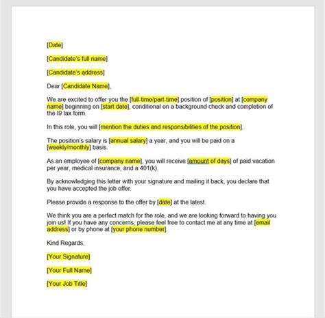 42 Professional Employment Offer Letter Templates Word 50 OFF