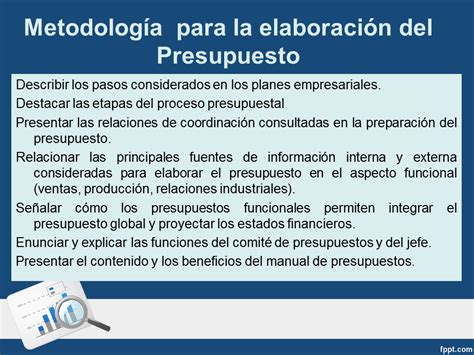 Metodología para la elaboración de presupuestos