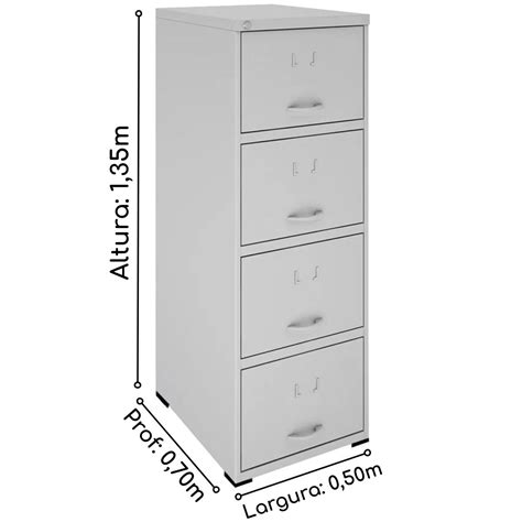 Arquivo de Aço 04 Gav CHAPA 22 C TRILHO TELESC 70cm 1 35x0