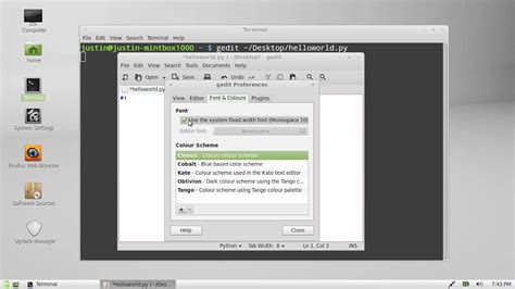 create python hello world program in linux mint 13 youtube