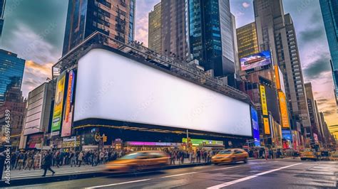 Mockup Of An Empty Billboard In Times Square New York City Stock