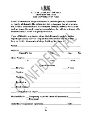 Fillable Online Halifaxcc Self Identification Form Halifax Community