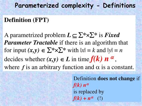 ppt algorithms for hard problems parameterized complexity definitions sample algorithms