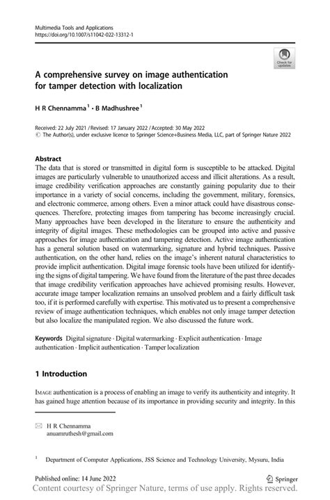 a comprehensive survey on image authentication for tamper detection with localization request pdf