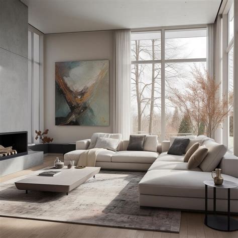Premium AI Image Arafed Living Room With A Large Sectional Couch And