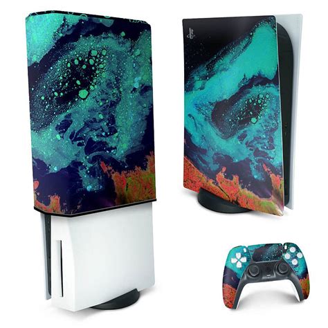 KIT PS5 Skin E Capa Anti Poeira Abstrato 105 Pop Arte Skins