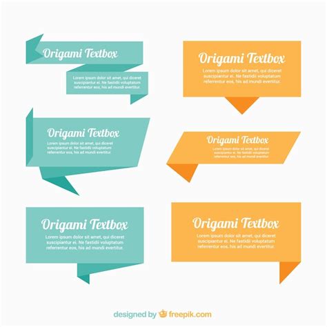 Premium Vector Origami Textbox Pack