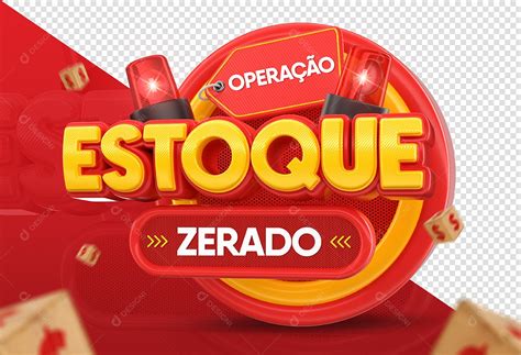 Operação Estoque Zerado Selo 3D Vermelho para Composição PSD download