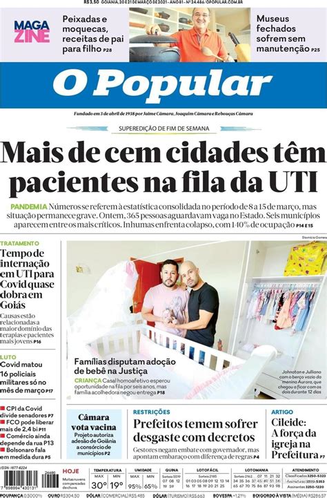 Capa O Popular Edição Sábado 20 de Março de 2021