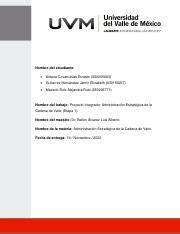 Proyecto integrador Administración Estratégica de la Cadena de Valor