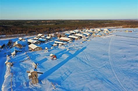 Premium Photo Kimzha Village Top View Winter Landscape Russian North