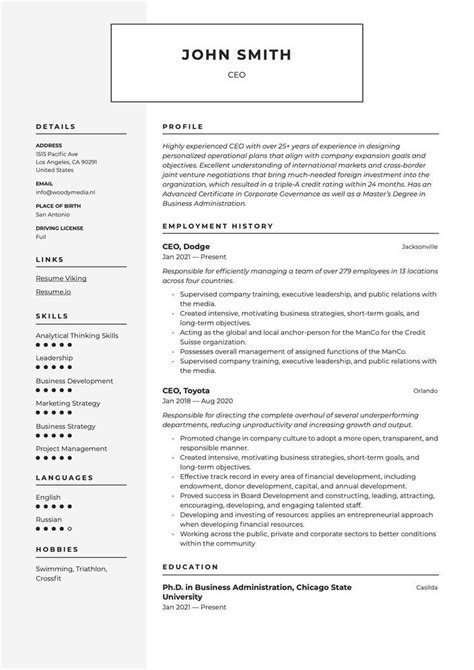 Modern CEO Resume Example Guided Writing Writing Guide Resume Writing