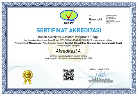 Akreditasi Manajemen S Sekolah Tinggi Ilmu Ekonomi Y A I