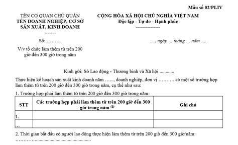 Mẫu thông báo làm thêm giờ mới nhất được quy định như thế nào